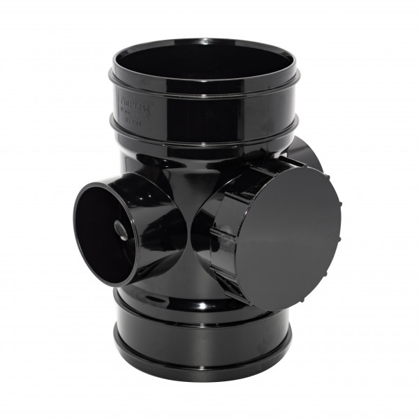 FLOPLAST RING-SEAL ACCESS PIPE(SKT/SVNT);4"/110MM SOIL BLACK